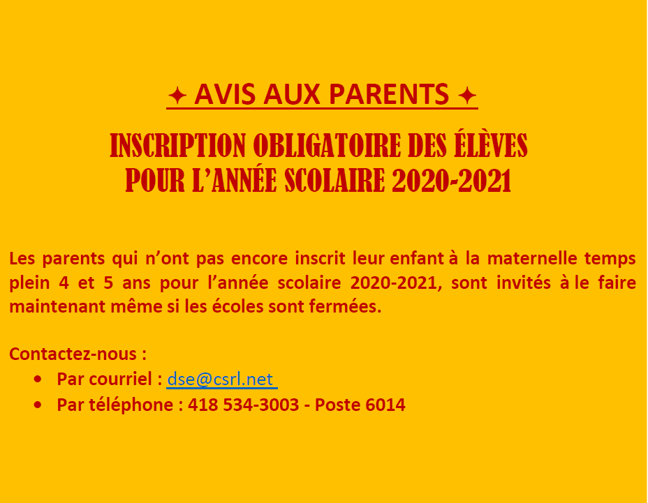 Inscription des enfants en maternelle pour l'année scolaire 2020-2021 ...